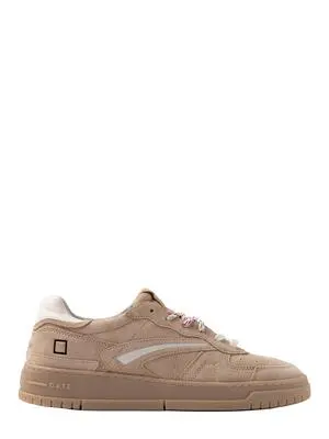 D.a.t.e. Suede Low Top Sneakers With Contrast Stitching - Beige