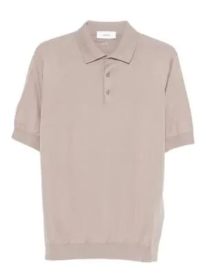 LARDINI Ribbed Trim Polo With Button Pocket - Grey