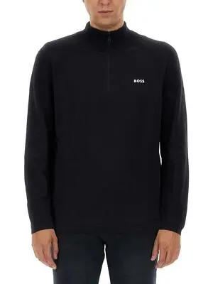 BOSS Logo Quarter-zip Sweatshirt - Blue