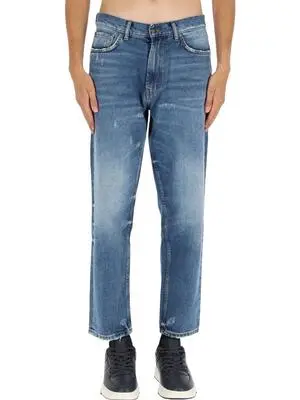 Hugo Distressed Straight-leg Jeans - Denim