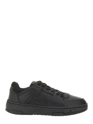 Hugo Rhythm" Lace-up Sneakers With Mesh Detailing - Black