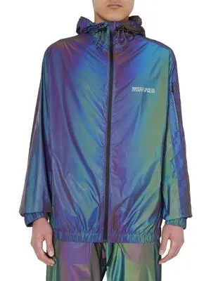 MARCELO BURLON COUNTY OF MILAN Iridescent Hooded Zip-up Jacket - Black