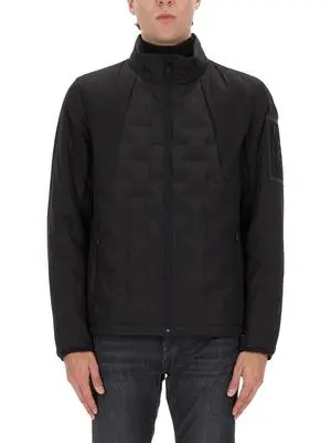 BOSS Quilted Zip-up Insulated Jacket With Stand Collar - Black