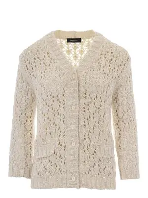Fabiana Filippi V-neck Button-front Cardigan With Pockets - Burro/fango