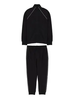 BOSS Cotton-blend Tracksuit Set With Contrast Piping - Black