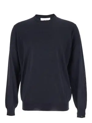 LARDINI Classic Virgin Wool Crewneck Sweater - Blue
