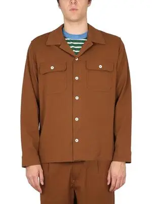 Howlin' Bowling Neck Cotton Shirt - Brown