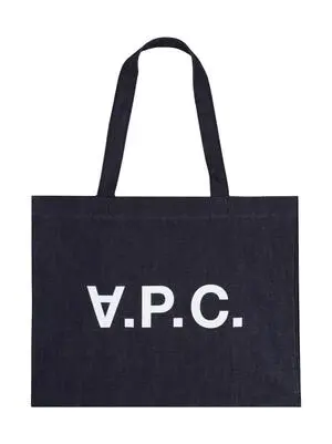A.p.c. Logo Print Cotton Tote Bag - Blue