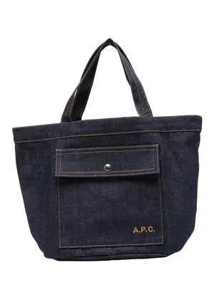 A.p.c. A.P.C. Classic Cotton Tote Bag With Embroidered Logo Blu