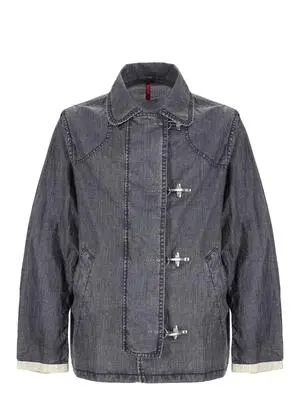 FAY Toggle Linen Jacket - Blue