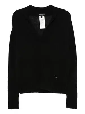 TOM FORD Cashmere Silk V-neck Sweater With Hood - Black