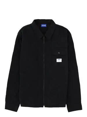 Hugo Cotton Zip-front Overshirt Jacket - Black