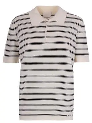 A.p.c. Striped Knit Polo Dress - Ecru/black