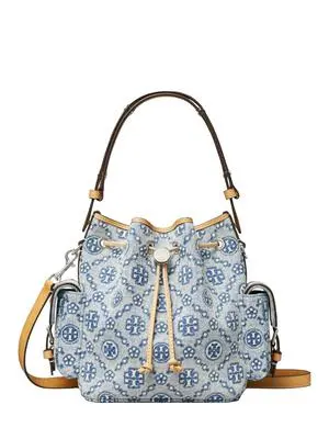 Tory Burch Tory Burch Pockets T Monogram Bucket Bag Denim
