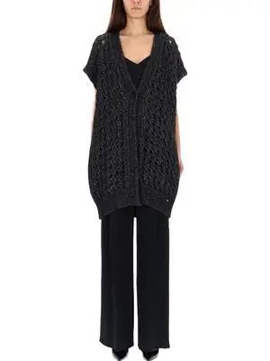 Herno Sleeveless Open-knit V-neck Vest - Black