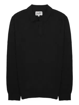 MC2 SAINT BARTH Merino Wool Polo Sweater - Black