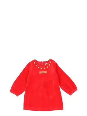 Moschino Velour Dress With Applique Detail - Red