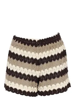 MC2 SAINT BARTH Mini Crochet Shorts - Beige