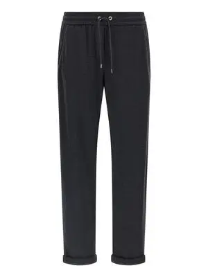 Brunello Cucinelli Cotton Silk Blend Drawstring Track Pants - Grey