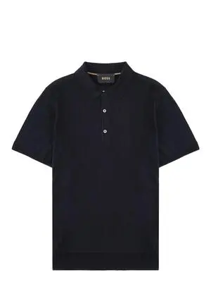 Hugo Boss Silk Knit Polo Shirt - Blue