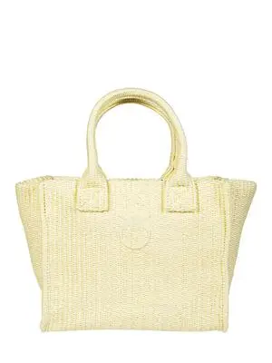 Pinko Raffia Mini Shoulder Bag With Fringe Detail - Giallo