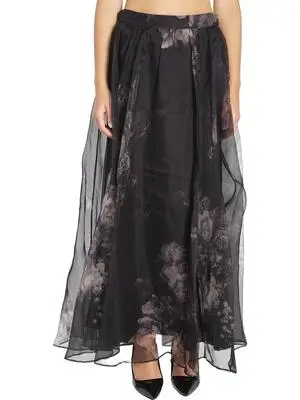 Zimmermann Hypnotic Silk Organza Maxi Skirt - Black