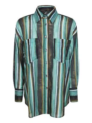 Pinko Striped Button-up Shirt With Chest Pockets - Multicolor