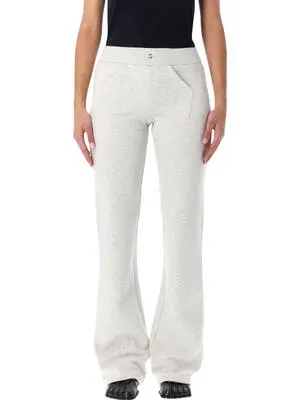 Coperni Low-waist Organic Cotton Jogging Pants With Metallic Logo Plaque - Grey