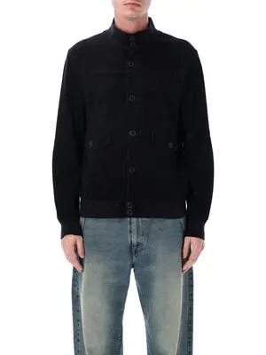 SWORD 6644 Suede Biker Jacket With High Collar - Blue