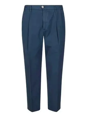 BRIGLIA Pleated Elastic Waist Trousers - Blu