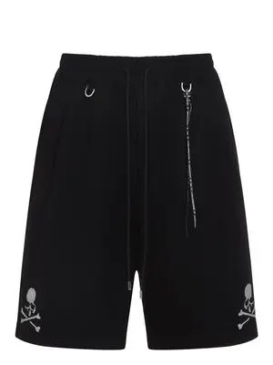 MASTERMIND WORLD Glass Bead Embellished Cotton Shorts - Black