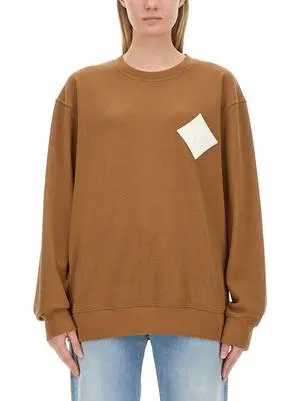 Mcm Logo Detail Cotton Sweatshirt - Buff