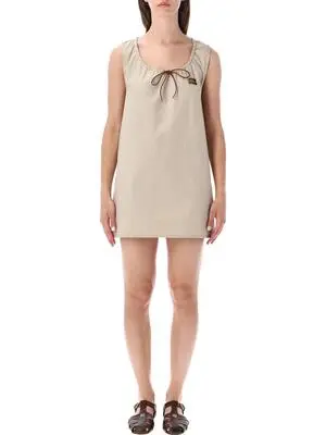 Miu Miu MIU MIU Sleeveless A-Line Mini Dress With Tie Detail Giallo