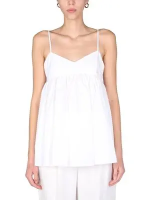Aspesi Mini Poplin Top With Spaghetti Straps - White