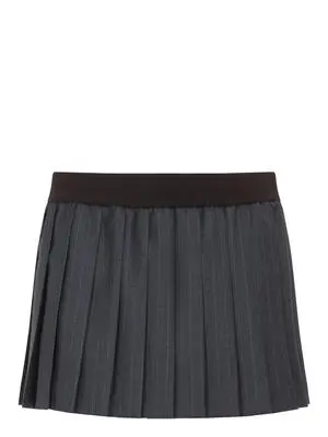 Miu Miu Pleated Pinstripe Mini Skirt - Grey