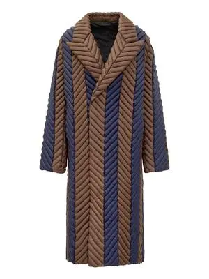 RAXXY Striped Long Down Jacket - Brown