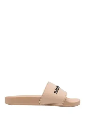 Balenciaga Pool Slide Sandals - Beigeblack