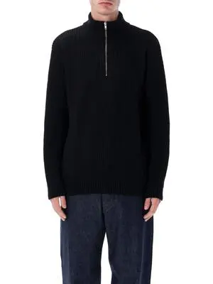 Colorful Standard COLORFUL STANDARD Oversized Recycled Merino Wool Quarter Zip Sweater Deep Black