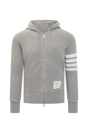 Thom Browne Full Zip Hoodie - Light Grey