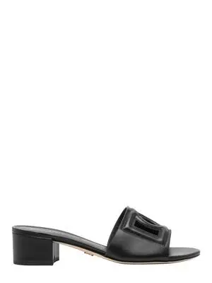 Dolce & Gabbana Dg Logo Block Heel Sandals - Black