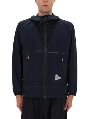 AND WANDER Zip-up Hooded Jacket - Blue