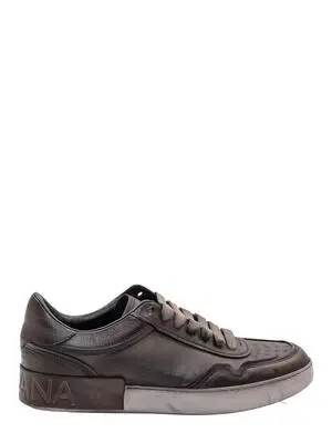 Dolce & Gabbana Leather Sneakers Vit Beck Mini - Moro