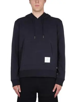 Thom Browne Embroidered Cotton Hoodie - Blue