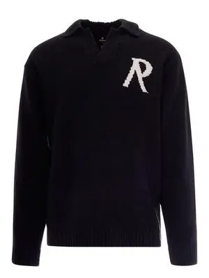 REPRESENT Relaxed Fit Knitted Polo Sweater - Jet Black