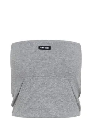 Miu Miu Cotton Top With Pocket Detail - Grey