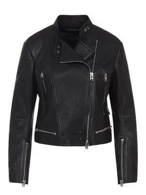 TOM FORD Steam Finished Nappa Leather Racer Jacket - Black