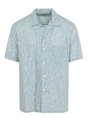 Canali Printed Linen And Cotton Boxy-fit Shirt - Green