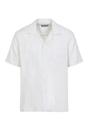 Canali Printed Linen And Cotton Boxy-fit Shirt - Grey