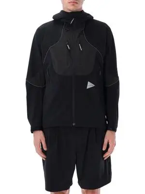 AND WANDER Hooded Technical Zip-up Jacket - Black