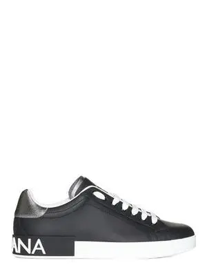 Dolce & Gabbana Calfskin Nappa Portofino Sneakers - Black